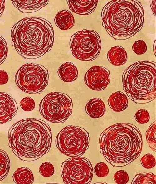 Упаковочная крафт бумага "Красные водовороты", 70x100 см