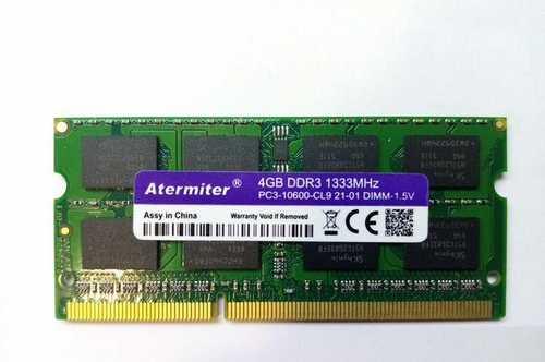 Sodimm Atermiter 4Gb DDR3 1333MHz PC3-10600-cl9 21