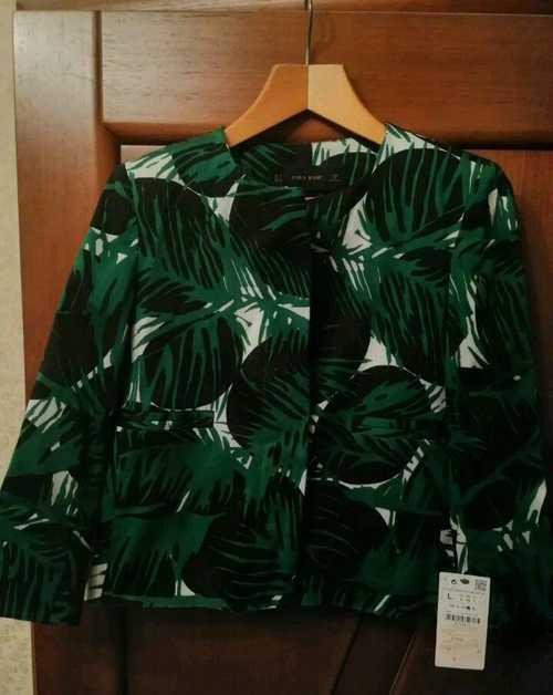 Хлопковый жакет с тропическим рисунком "Zara"