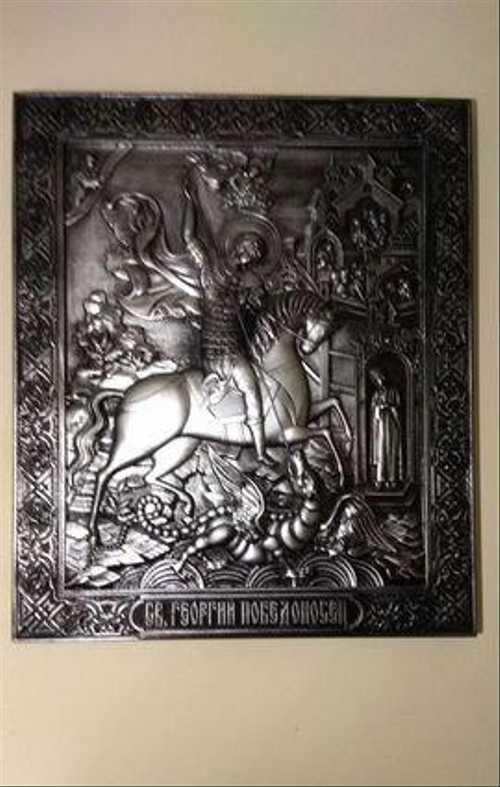 Икона Георгия Победоносца (в серебре)