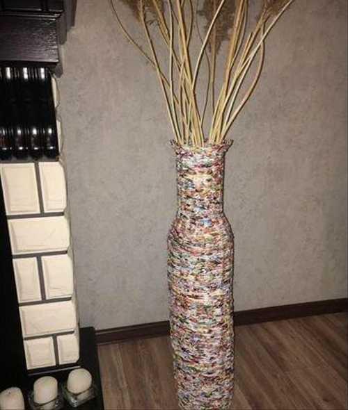 Плетеная ваза напольная
