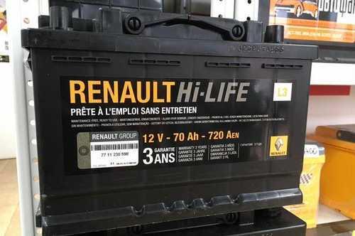 Аккумулятор renault 70ah 720a