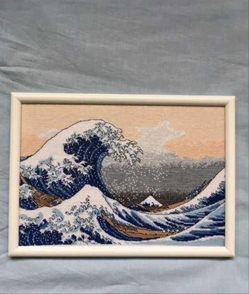 Вышитая картина Большая волна в Канагаве
