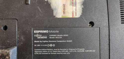 Ноутбук esprimo Mobile V6505 разбит экран