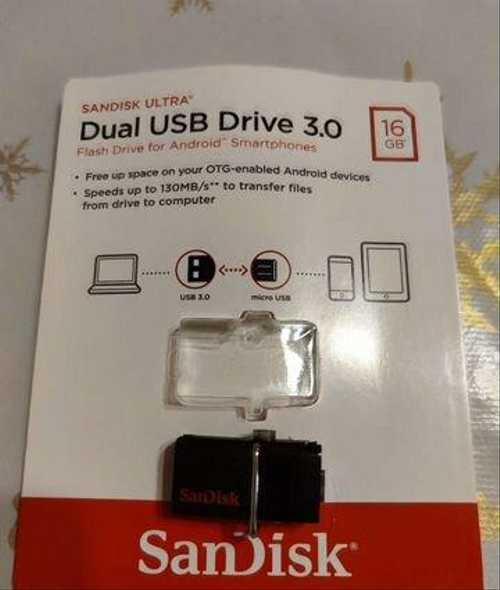 Флешка SanDisk Ultra Dual USB Drive 3.0 16 GB