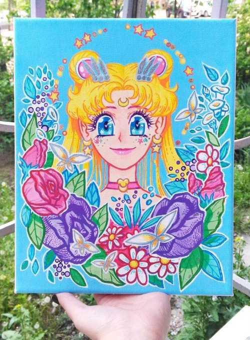 Sailor moon авторская картина,оригинал, акрил