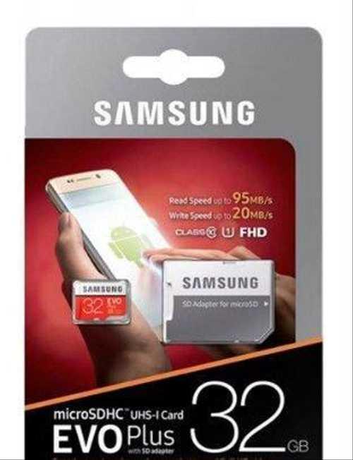 Карта памяти SAMSUNG EVO Plus microsdhc 32 гб