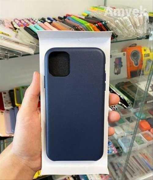Чехол на iPhone 11 "Puloka" (Кожаный) Тёмно-синий