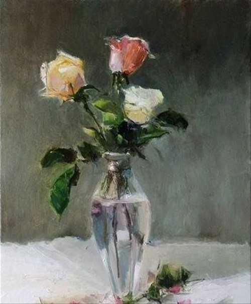 Картина маслом на холсте Три розы