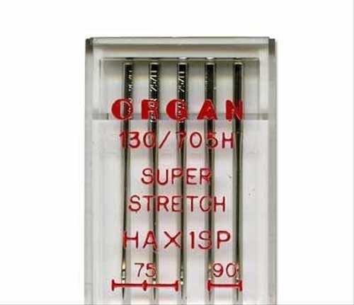 Иглы для бытовых швейных машин "Organ Needles" (супер стрейч), №75 - №90, 5 штук, арт. 130/705H