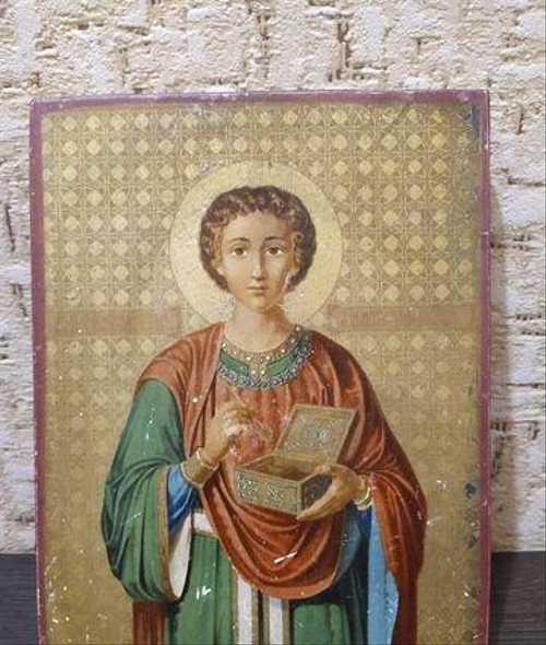 Старинная Афонская Икона Святой Пантелеимон