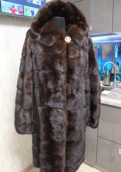 Длинная роскошная норковая шуба поперечка