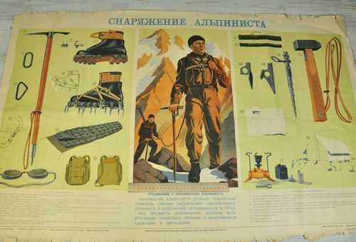 Плакат "Снаряжение Альпиниста" 1950е