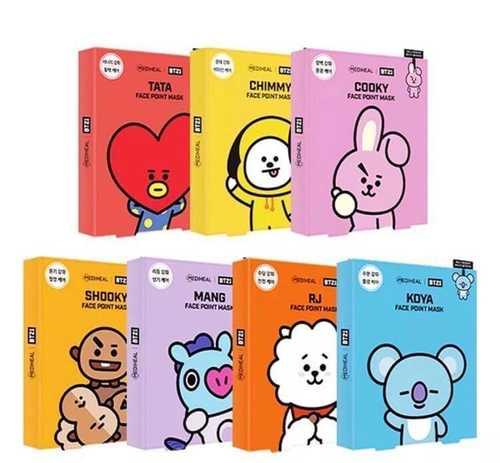 BT21 X mediheal Стикер-Маска для лица + открытка +