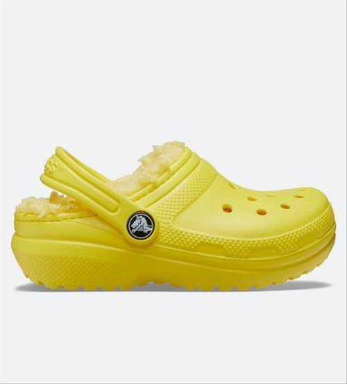 Желтые сабо кроксы Crocs на меху, 32-33. Новые