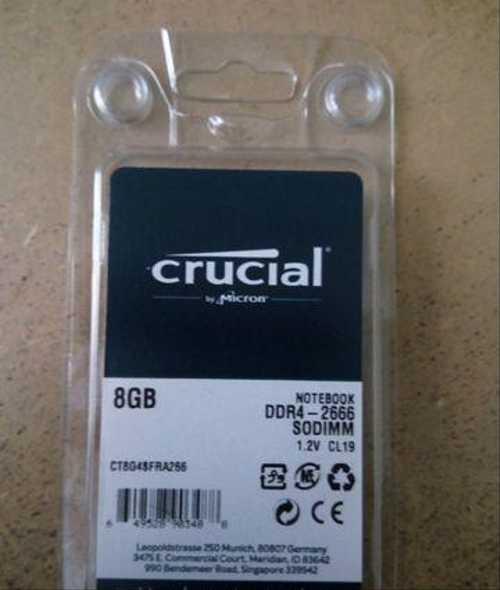 Оперативная память SO-dimm cruical DDR4 8Gb 2666