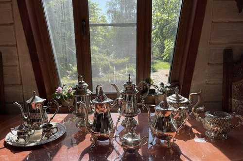 Старинные антикварные чайники кофейники серебрение