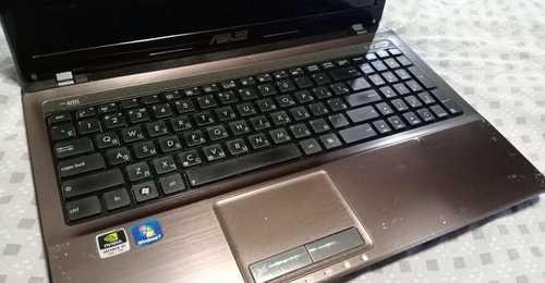 Продам нерабочий ноутбук asus K53SM i7 4Гб озу акб