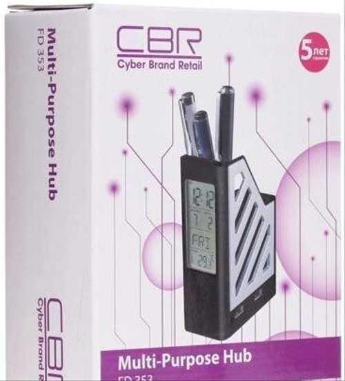 USB2.0х4 концентратор CBR FD 353, часы, термометр