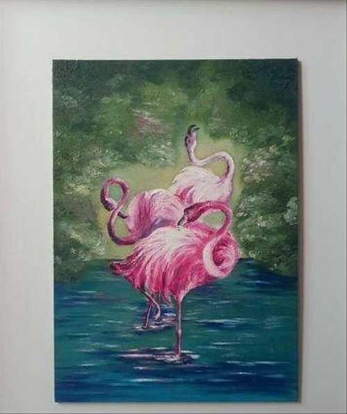 Картина "Фламинго", масло