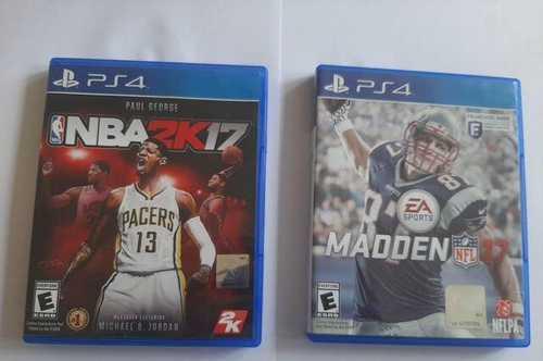Две игры для PS4 Madden 17 и NBA 2k17