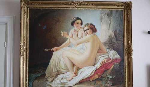 Картина конец 19 в копия Нефф две девушки в гроте