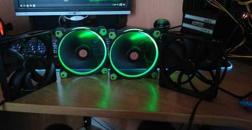 120 мм вентиляторы Termaltake Riing green и Scythe