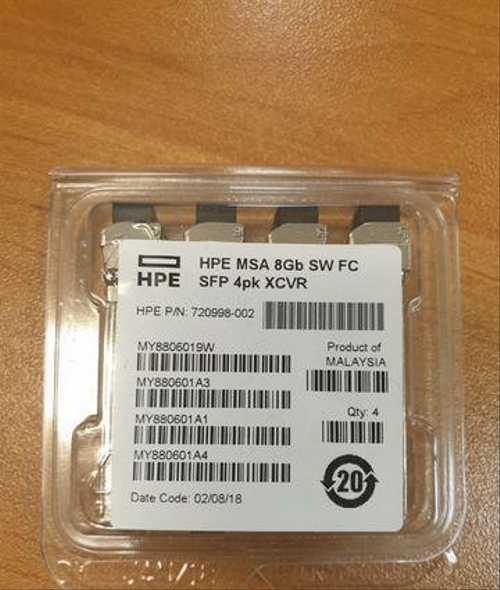 Продаю трансивер HPE MSA 8gb sw fc sfp 4pk xcvr