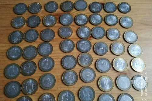 Монеты 10руб. биметалл юбилейные 54 шт. разные