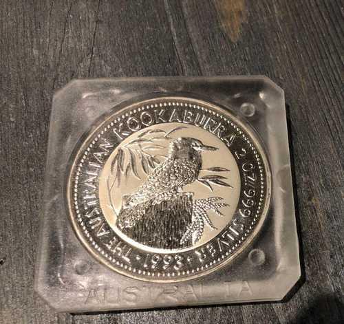 Монета Kookaburra 1993 (2 OZ 999 серебро) 2 доллар
