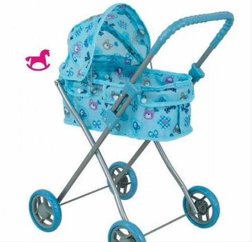 Коляска для кукол Buggy Boom Mixy классическая с капюшоном, мишки (голубой)