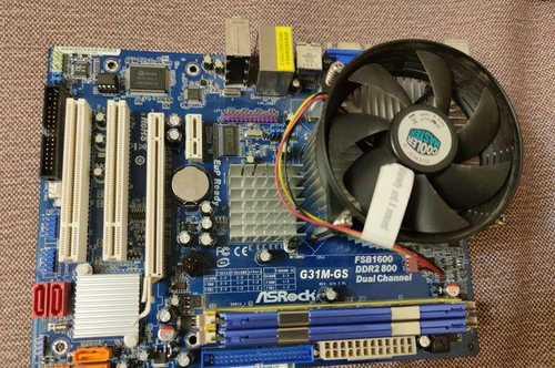 Материнская плата asrock g31m-gs, intel E6300, 4gb