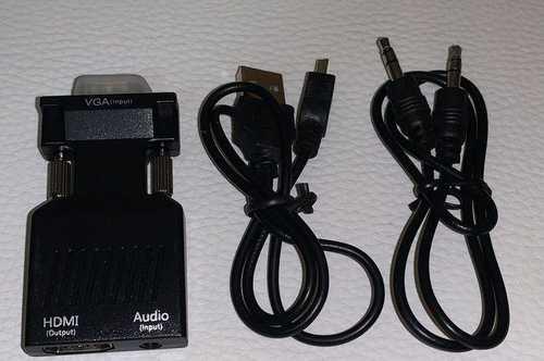 Конвертер VGA (m) - hdmi (f) + AUX + PWR