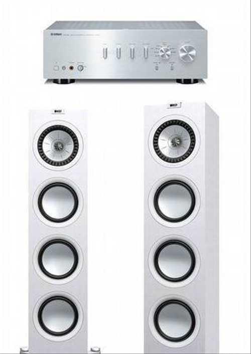 Стереокомплект KEF Q750 White + Yamaha A-S701 Silv