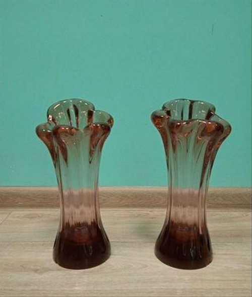 Парные вазы Чешское стекло "ссср"