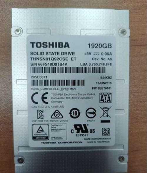 Жесткий диск toshiba 1.92TB SATA SSD thnsn81Q92CSE