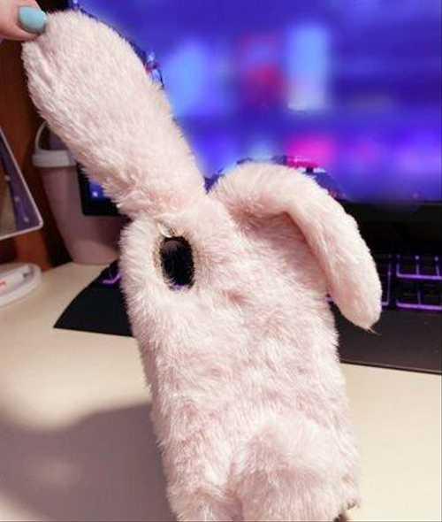 Чехол на iPhone 10 X Пушистый кролик с ушками