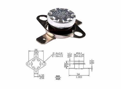 KSD301 - термостат биметаллический (10A 250V), NO