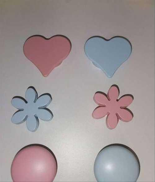 Ручки для детской мебели розовые и голубые