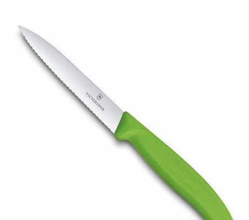 Нож Victorinox с волнистым лезвием, зелёный 6.7736