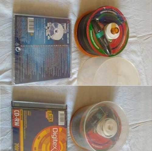 Диски DVD+R и CD-R, пауэрбанк, бокс от часов