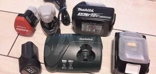 Аккумуляторы и зарядное Makita Metabo Bosch