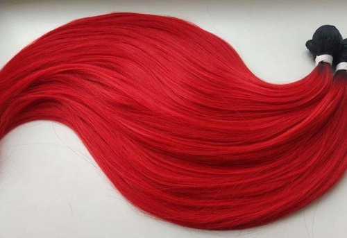 Волосы для наращивания 90 см 200гр красные омбре