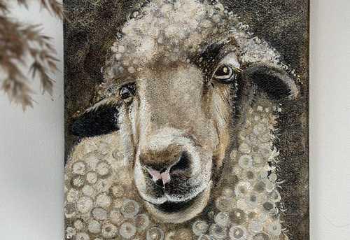 Картина с овечкой маслом на холсте 18*24 см