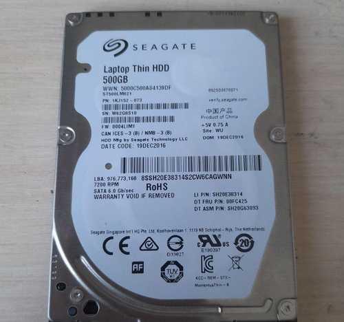 Жесткий диск seagate Laptop Thin HDD 500GB