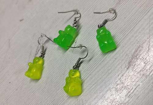 Серёжки мишки из эпоксидной смолы