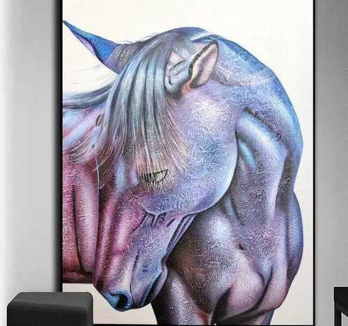 Большая текстурная интерьерная картина лошадь