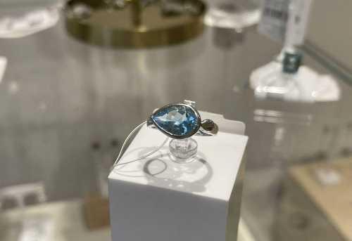 Кольцо серебра С голубым топазом