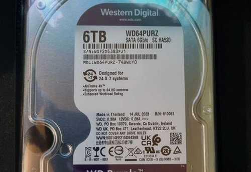 Жесткий диск WD Purple 6тб WD64purz (Новый)