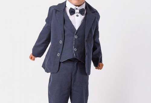 Льняной костюм темно-синего цвета для мальчика